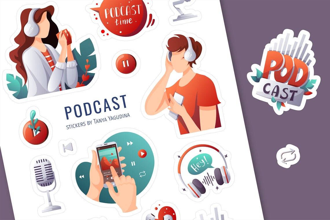 Podcast Stickers | Printable Journaling Stickers (digital Download) - Etsy