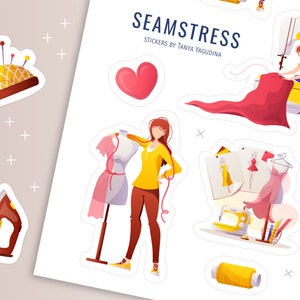 Seamstress Stickers | Sewing Clipart, Bullet Journal (digital Stickers ...