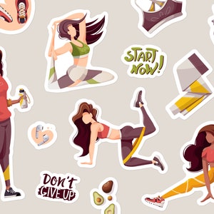 Fitness Sticker Bundle. Printable Sport, Healthy Stickers. Fitness ...