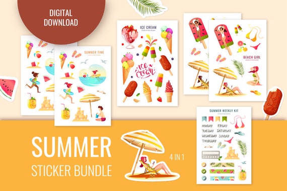 Summer Sticker Bundle. Printable Stickers for Bullet Journal. - Etsy