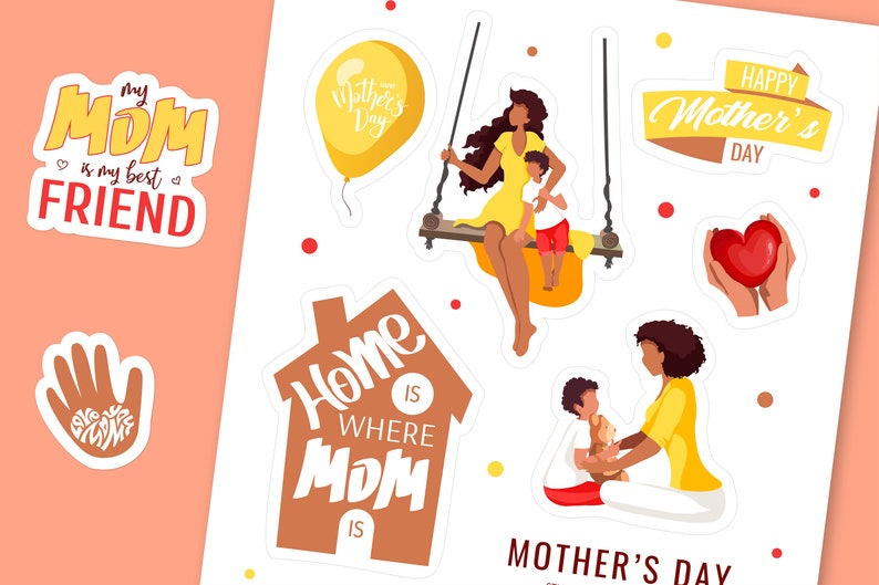 Mother's Day Stickers. Mother Clipart. Printable Stickers. Bullet ...