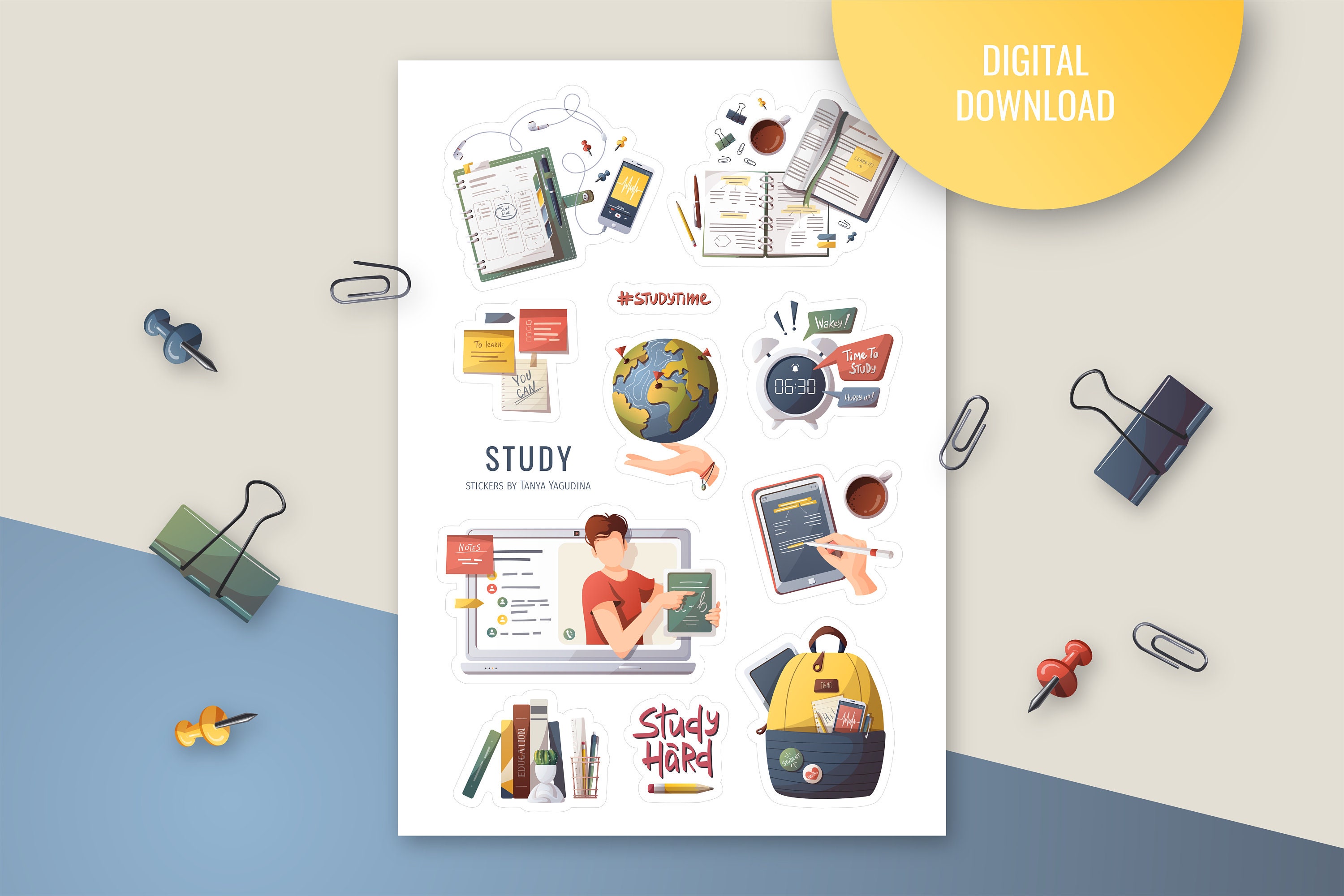 Study Sticker Sheet. Stickers Sor School. Studying. Printable Stickers ...