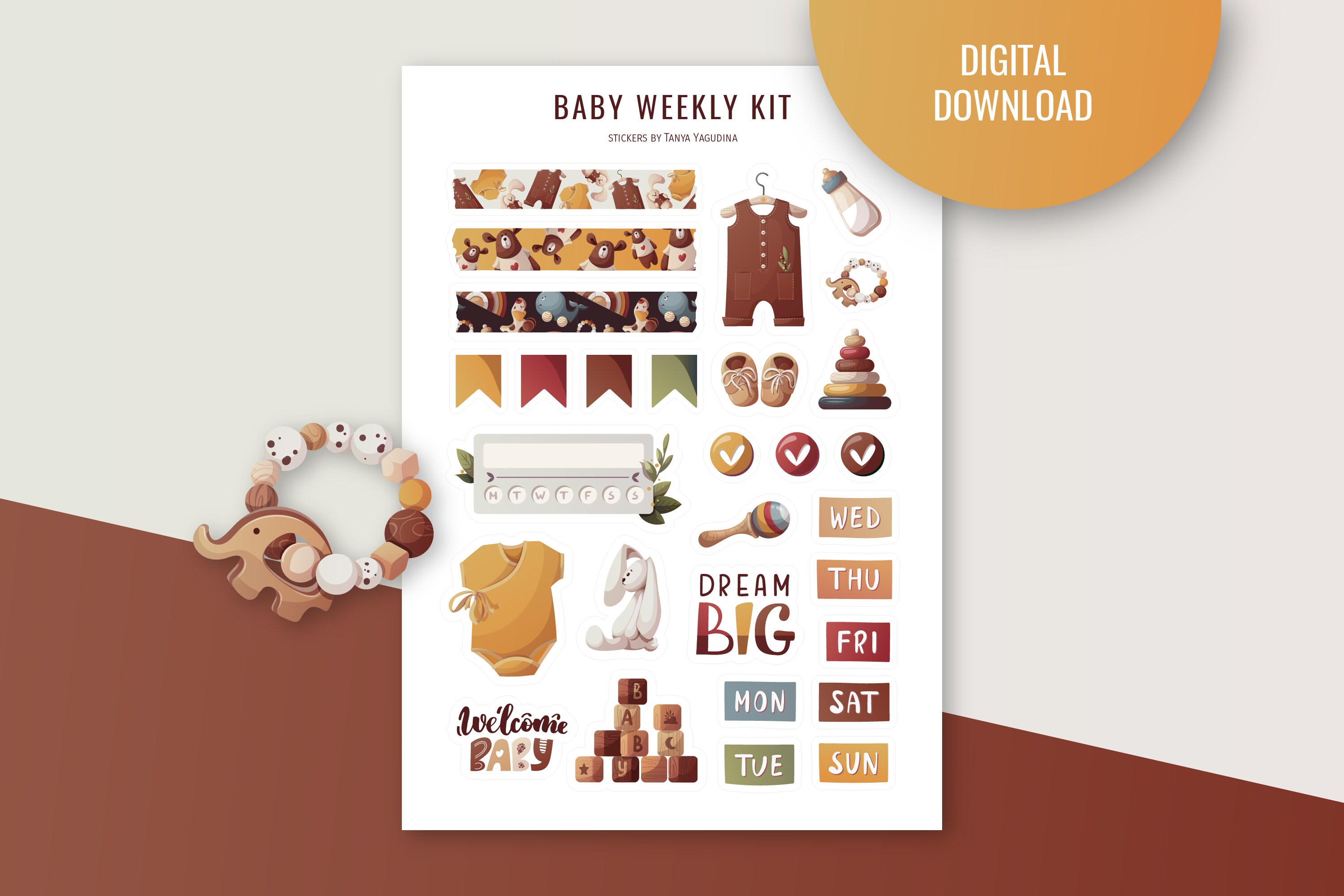 Welcome Baby Sticker Bundle. Printable Stickers With Pregnant Woman ...