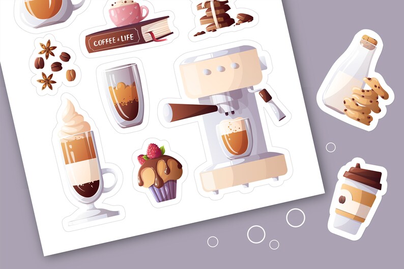 Coffee Sticker Bundle. Printable Stickers for Coffee Lover. - Etsy