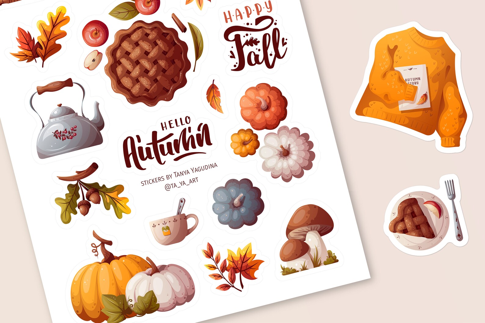 Autumn Sticker Sheet Bullet Journal Digital Planner. - Etsy