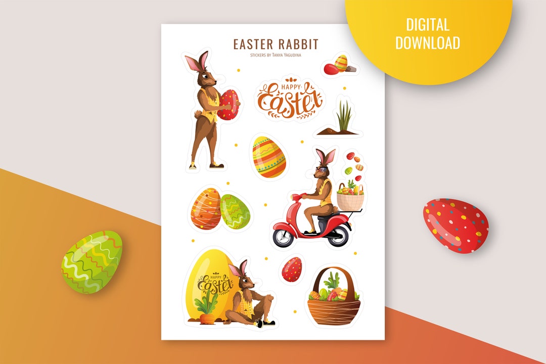 Easter Stickers. Printable Stickers. Easter Clipart. Digital Stickers ...