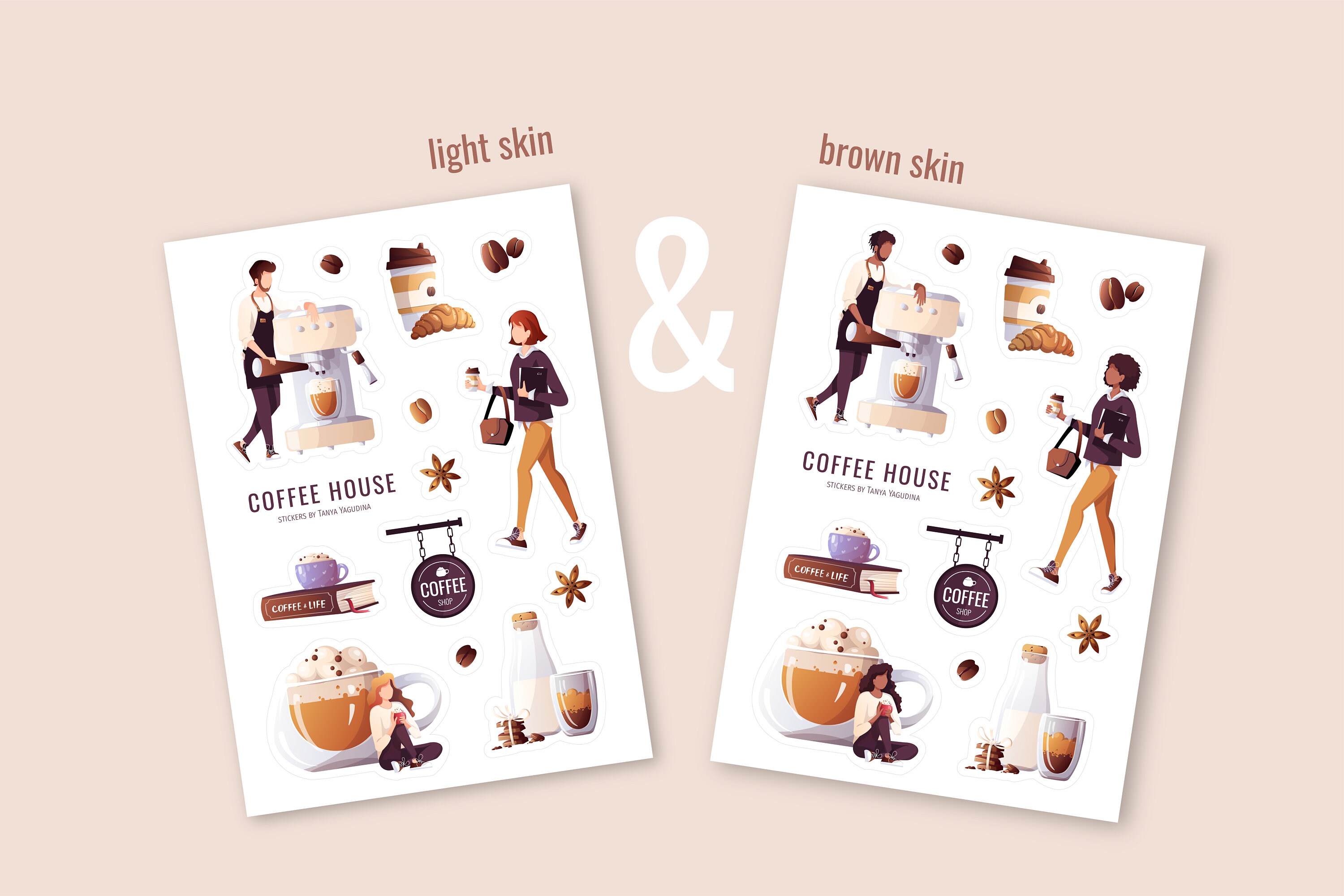 Coffee House Printable Stickers. Coffee Sticker Pack. Digital Stickers ...