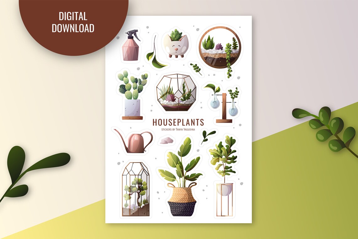 Plants Sticker Bundle. Printable Stickers for Bullet Journal - Etsy