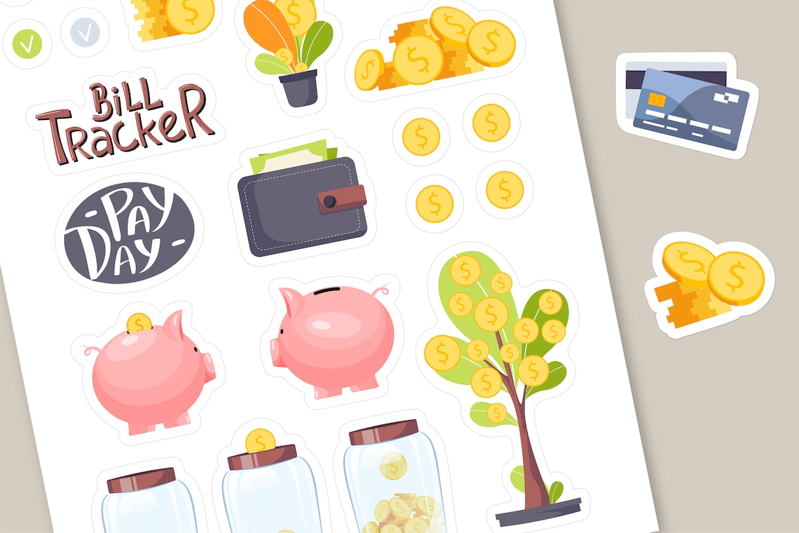 Finance Stickers. Printable Stickers. Money Budget Financial - Etsy