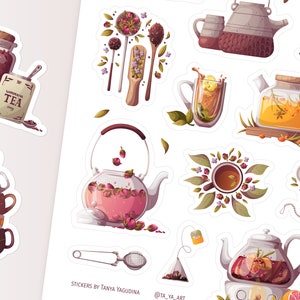 Tea Time Sticker Sheet | Bullet Journal, Digital Planner. Printable ...