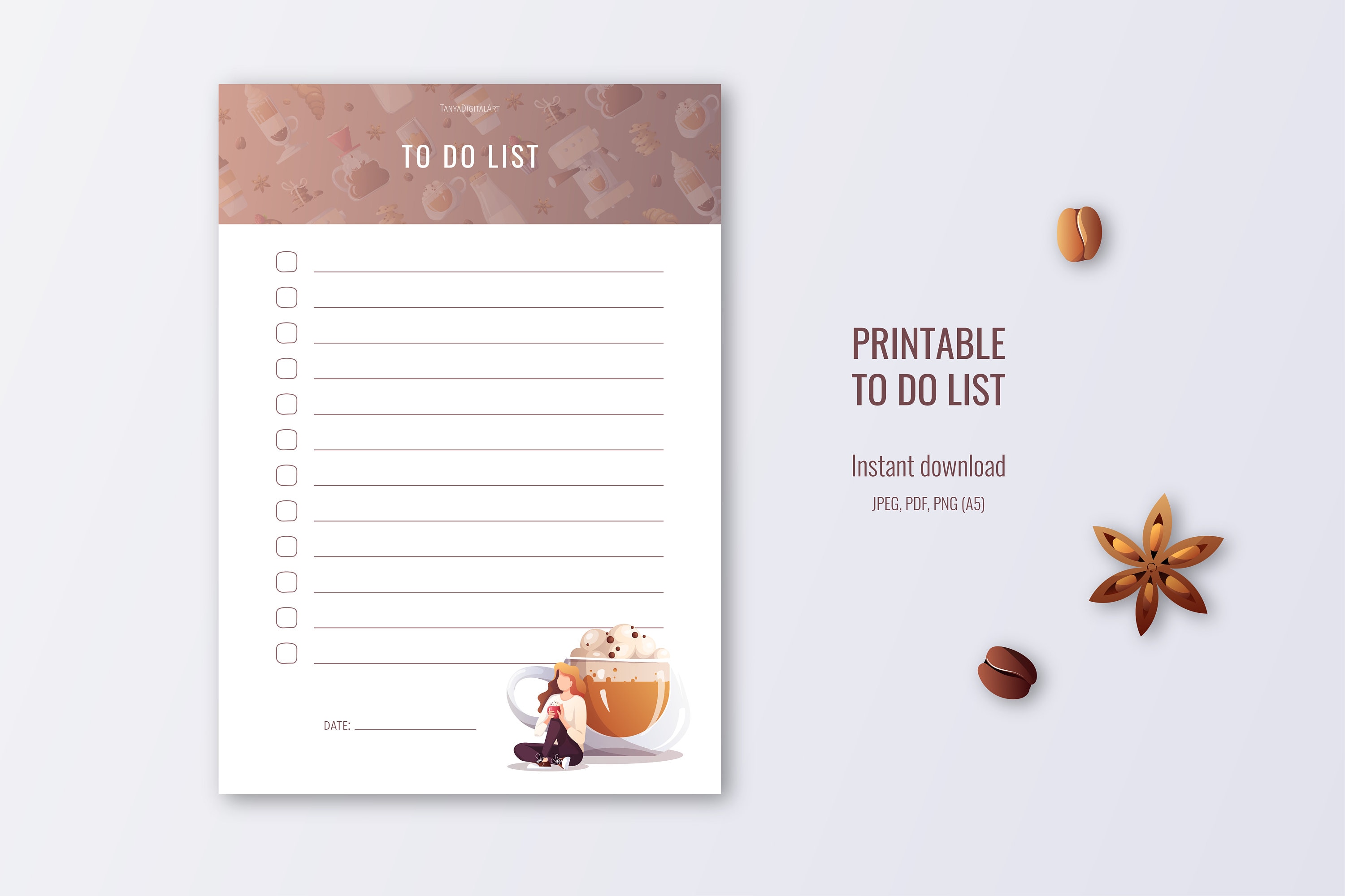 Coffee Planner Set With Weekly Planner to Do List. Print at - Etsy