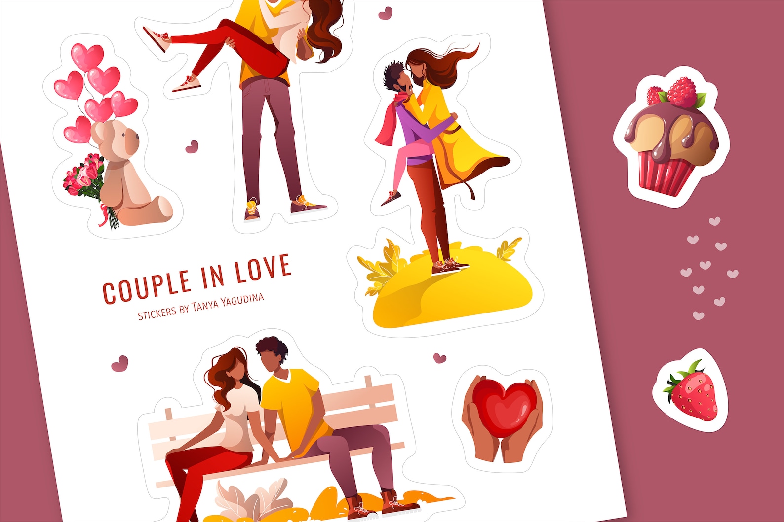 Couple in Love Sticker Pack. Printable Stickers. Romantic - Etsy