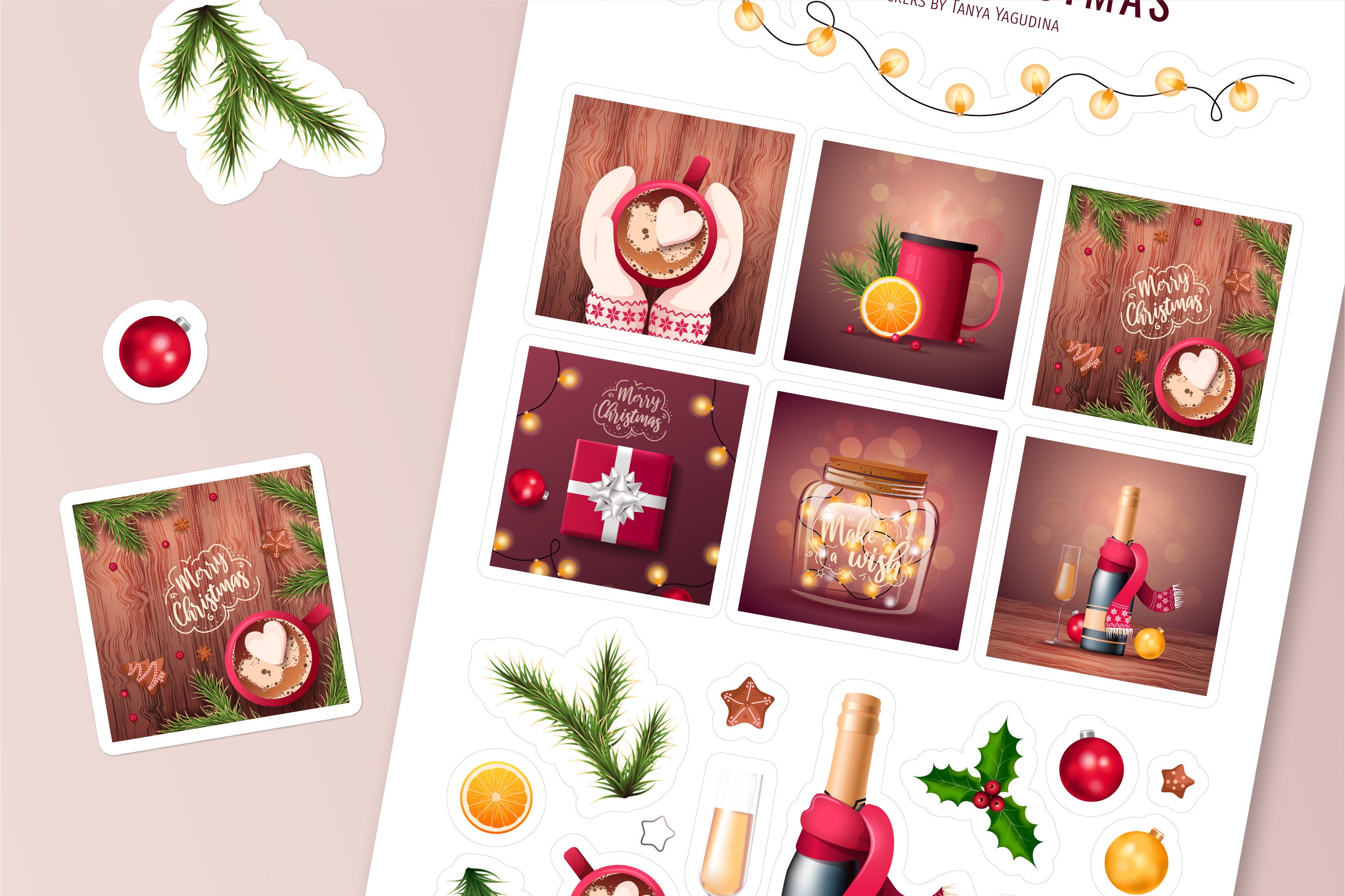 Merry Christmas Sticker Sheet Bullet Journal, Digital Planner ...
