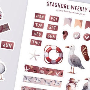 Seashore Sticker Bundle. Printable Stickers for Summer, Beach, Maritime ...