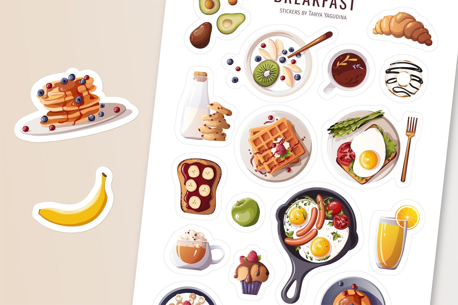 Breakfast Sticker Sheet for Bullet Journal Digital Planner. - Etsy