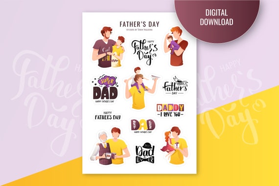 Father's Day Stickers. Printable Stickers. Dad Sticker - Etsy