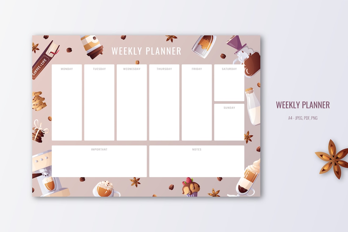 Coffee Planner Set With Weekly Planner to Do List. Print at - Etsy