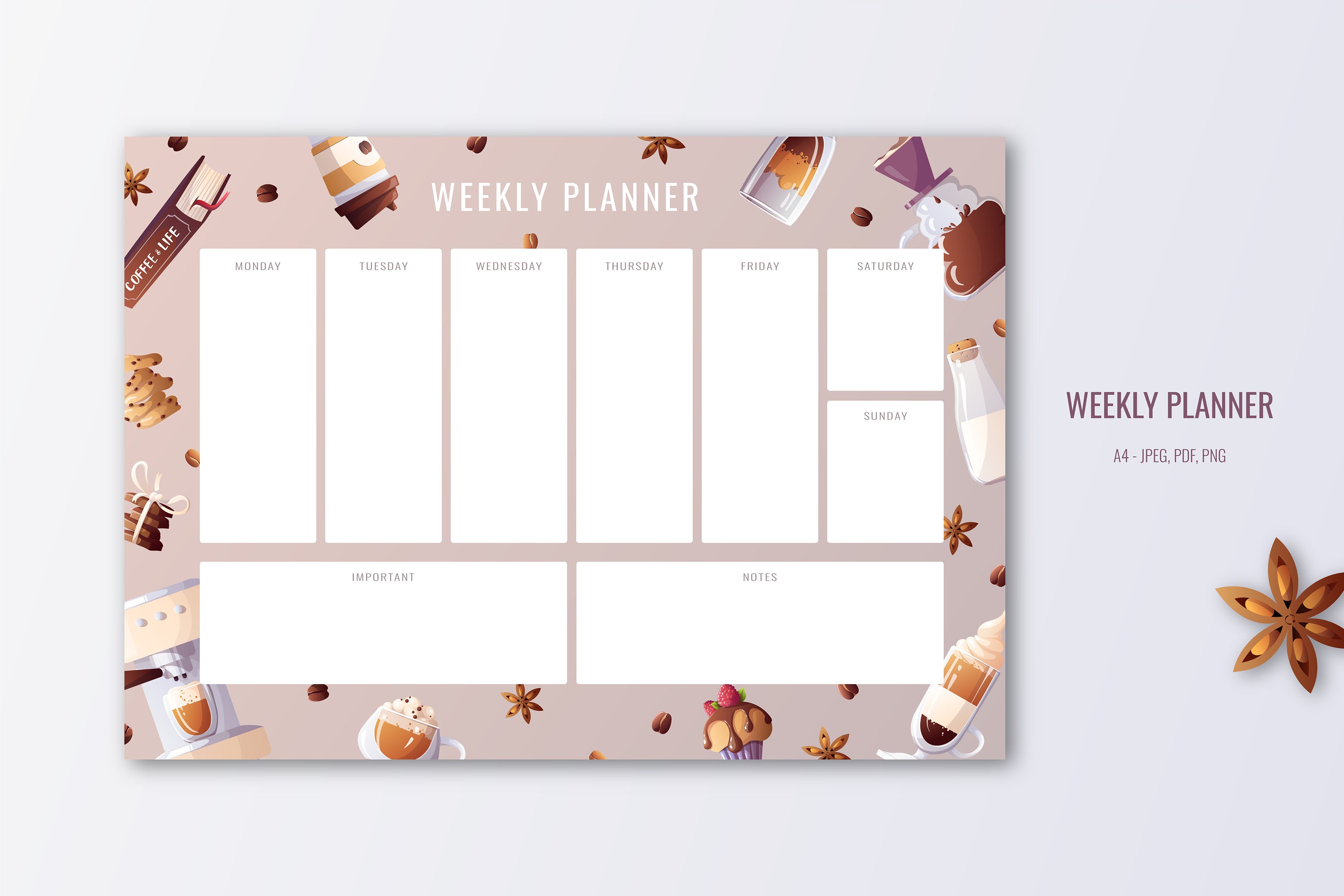 Coffee Planner Set With Weekly Planner to Do List. Print at - Etsy