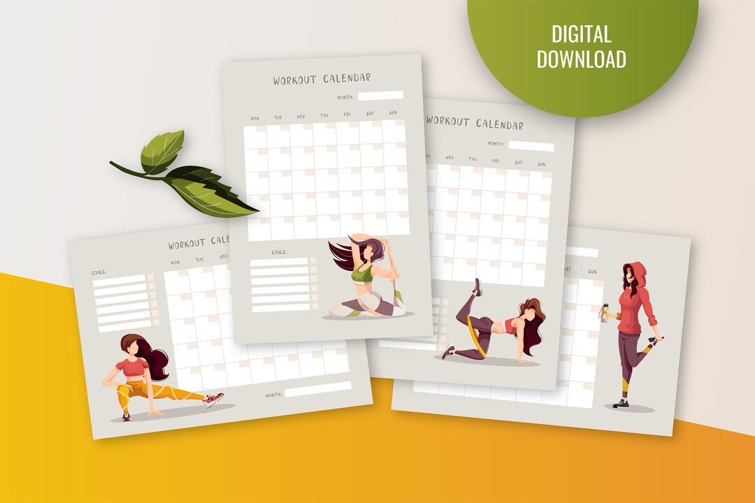 Printable Workout Calendar Set: Fitness Tracker (digital Download) - Etsy