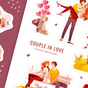 Couple in Love Sticker Pack. Printable Stickers. Romantic Stickers ...