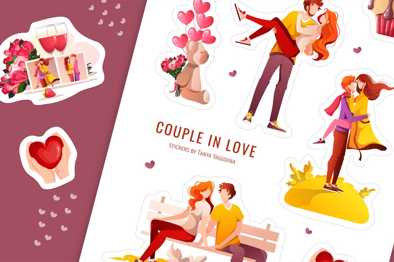 Couple in Love Sticker Pack. Printable Stickers. Romantic - Etsy