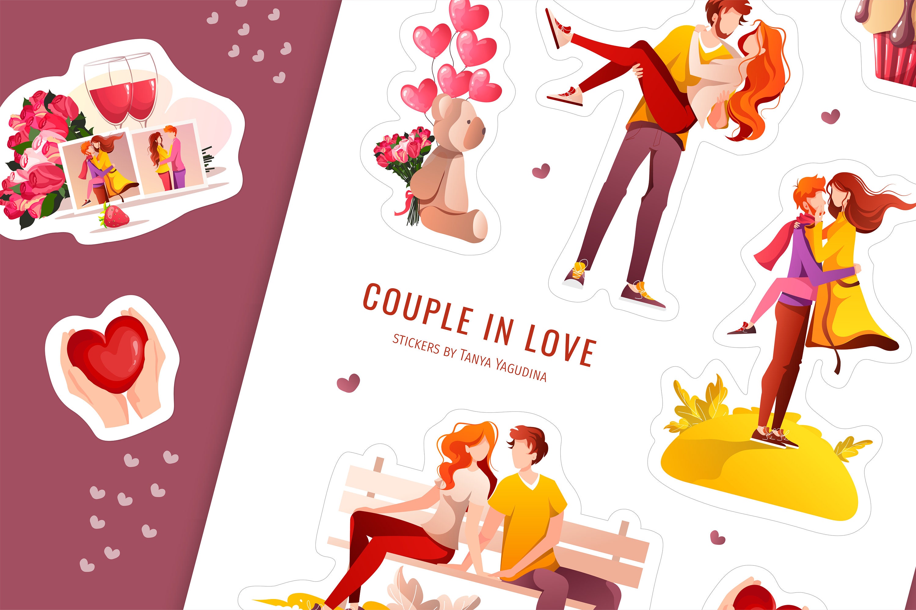 Couple in Love Sticker Pack. Printable Stickers. Romantic - Etsy