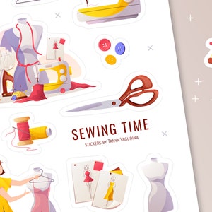 Sewing Time Stickers. Printable Stickers. Seamstress Clipart. Digital ...