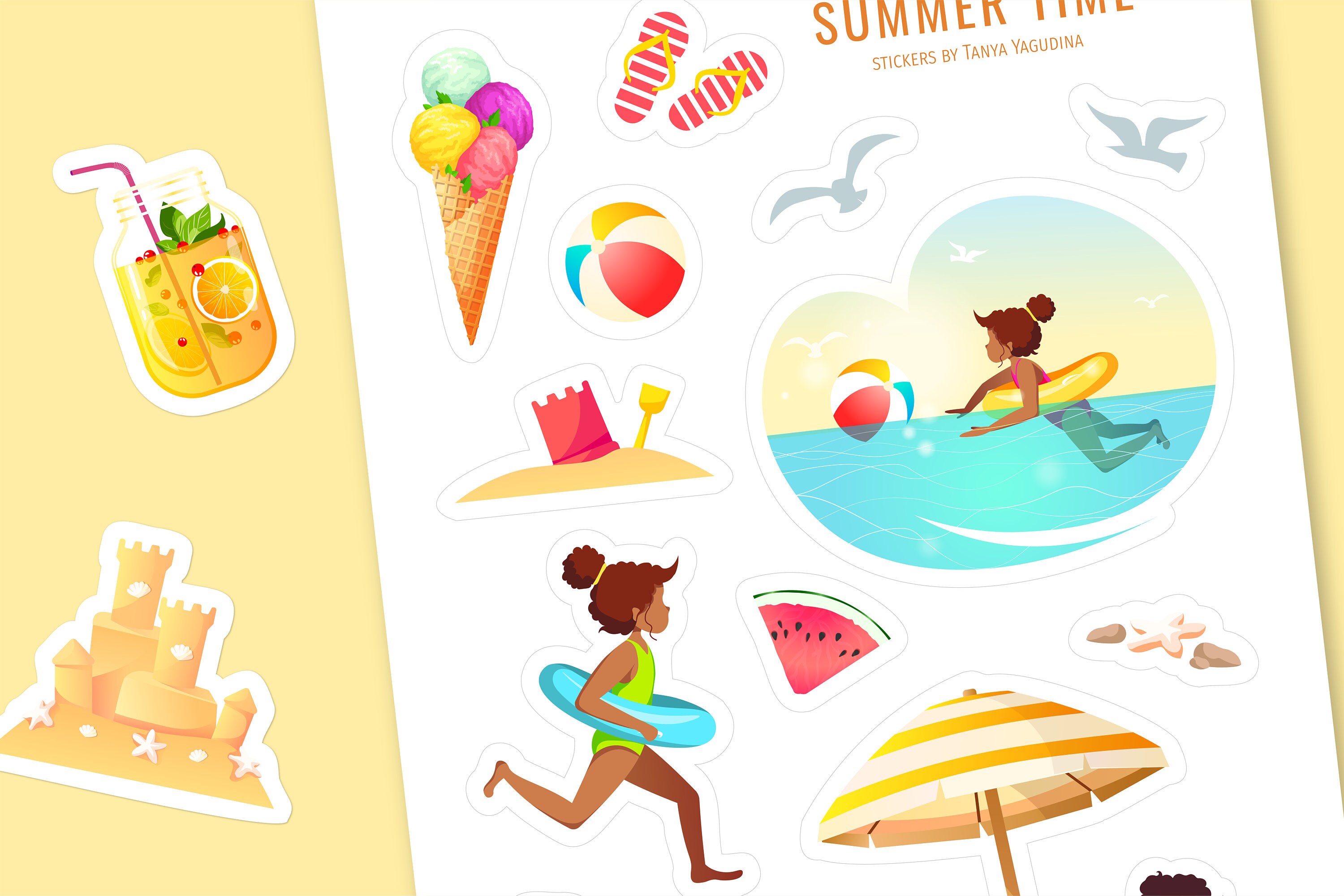 Summer sticker bundle. Printable stickers for Bullet journal. | Etsy