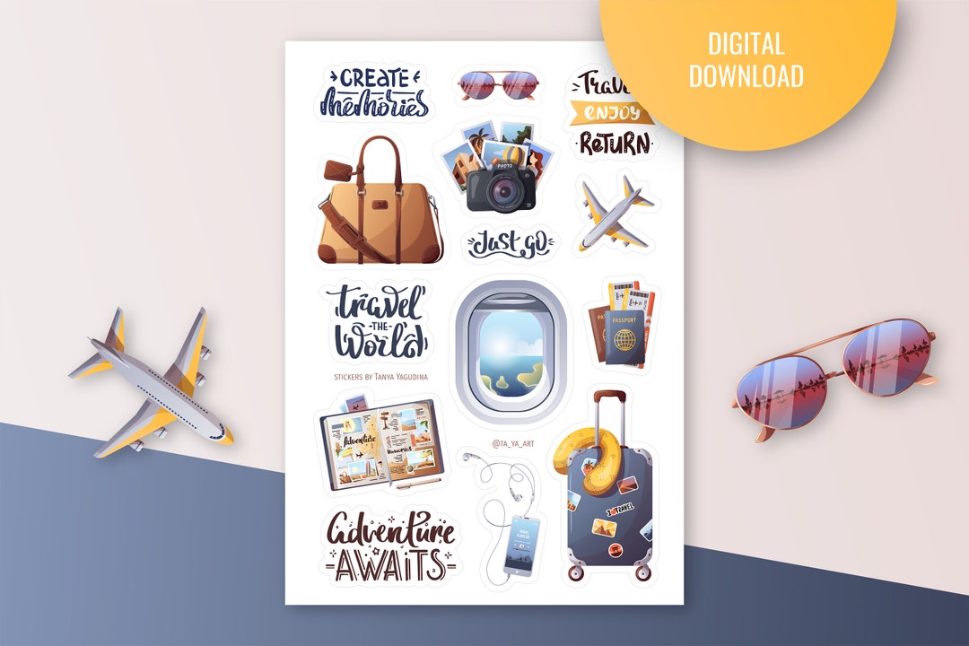 Travel the World Sticker Sheet | Bullet Journal, Digital Planner ...