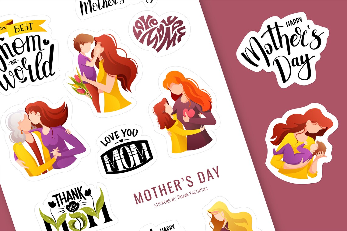 Mother's Day Stickers. Printable Stickers. Mom Sticker - Etsy