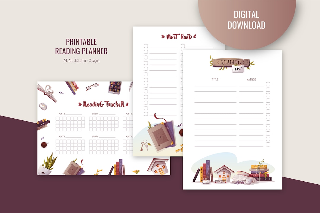 Reading Planner, Reading List, Reading Tracker, Reading Log, Print at ...