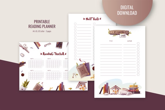 Reading Planner Reading List Reading Tracker Reading Log - Etsy