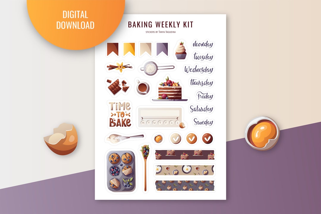 Baking Weekly Planner Stickers: Kitchen Food Theme (digital Download ...