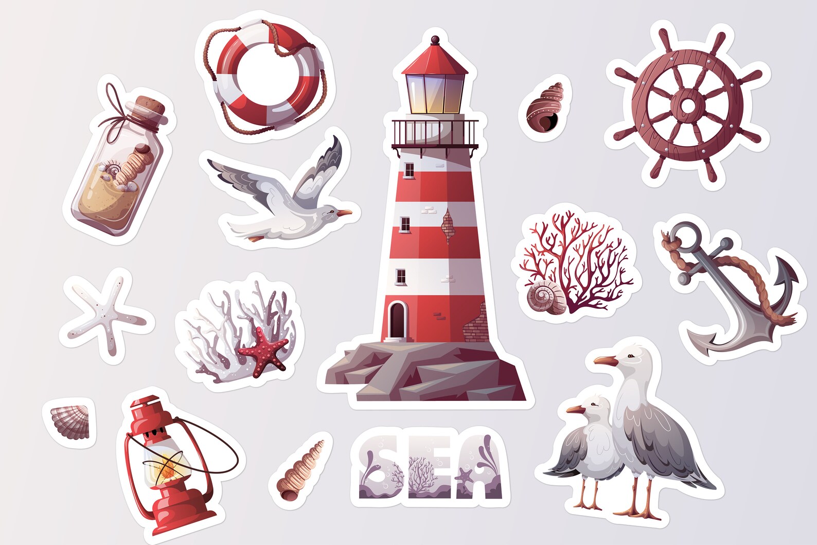Nautical Stickers Seashore Sticker Pack Printable - Etsy