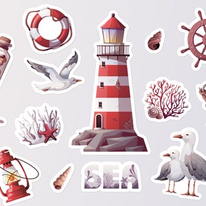 Nautical Stickers Seashore Sticker Pack Printable Stickers, Bullet ...
