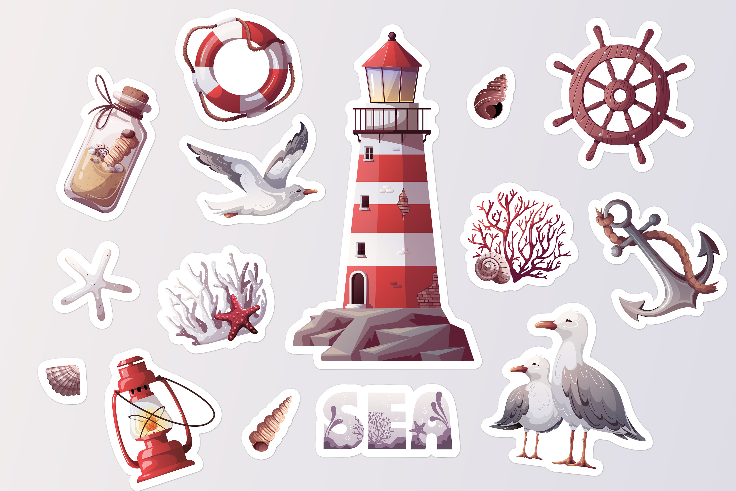 Nautical Stickers Seashore Sticker Pack Printable - Etsy