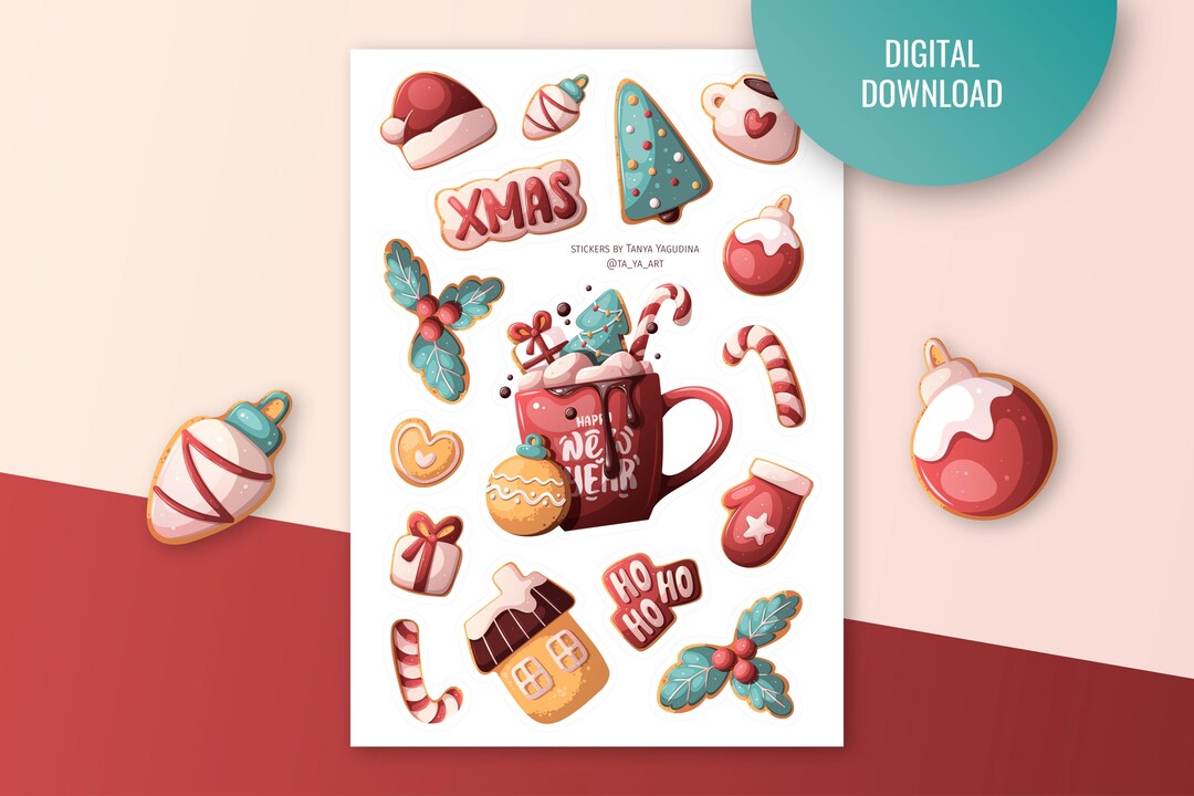 Xmas Cookie Sticker Sheet: Holiday Planner Stickers (digital Download ...