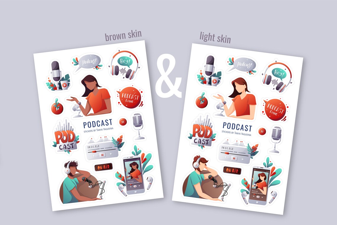 Podcast Stickers. Printable Stickers. Radio Broadcast - Etsy