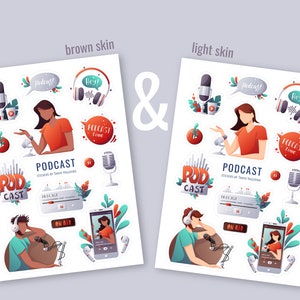 Podcast Stickers. Printable Stickers. Radio Broadcast, Blogger. Digital ...