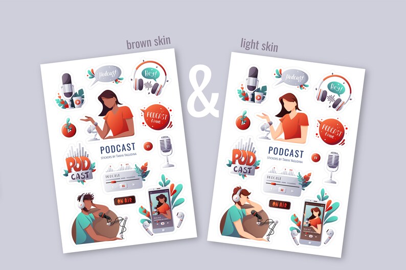 Podcast Stickers. Printable Stickers. Radio Broadcast - Etsy