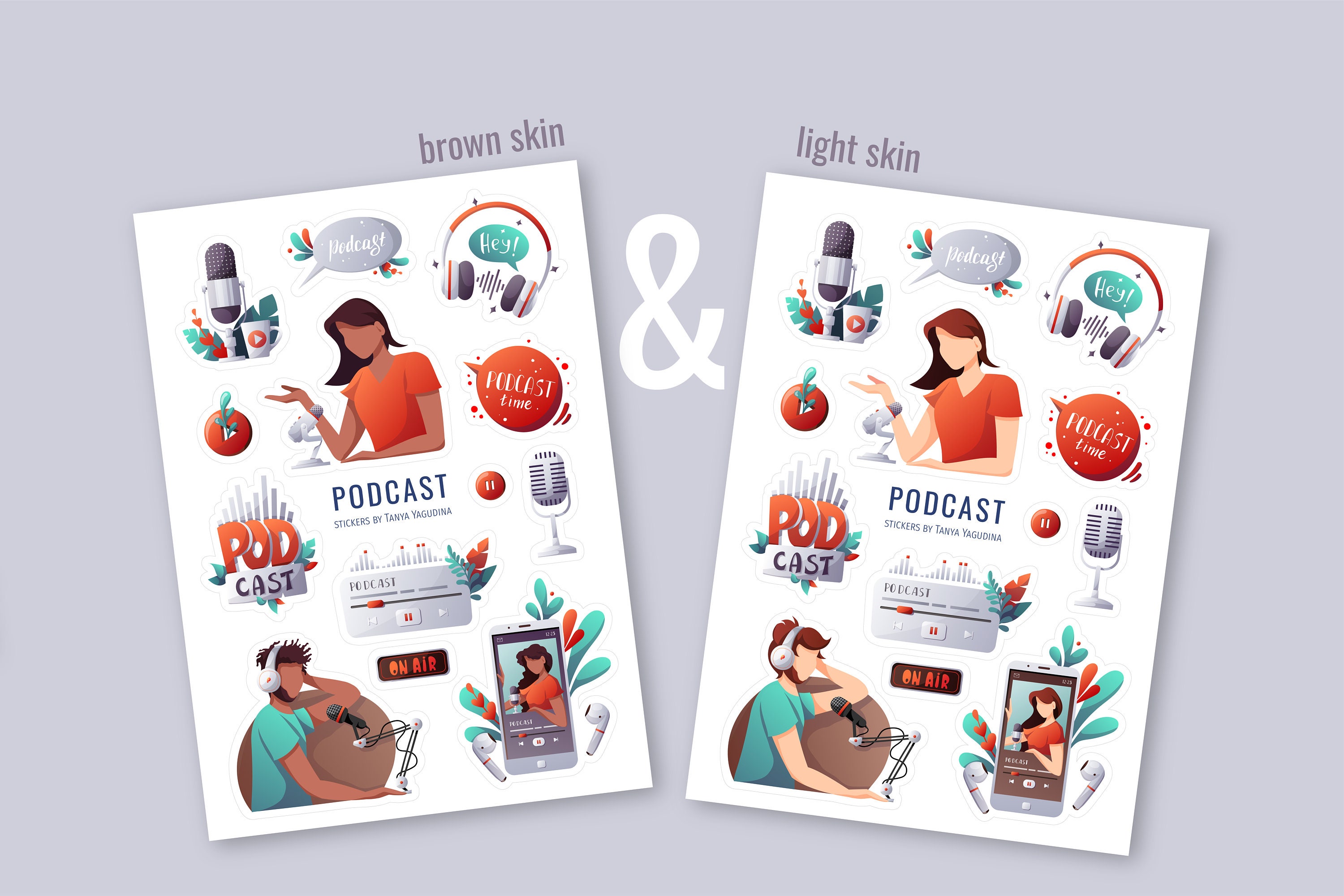 Podcast Stickers. Printable Stickers. Radio Broadcast - Etsy