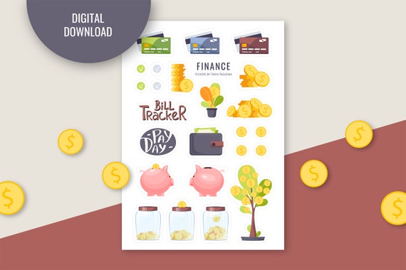 Finance Stickers. Printable Stickers. Money Budget Financial | Etsy