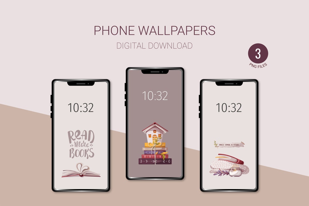 Books and Reading Phone Wallpapers | Set of 3 Phone Backgrounds ...