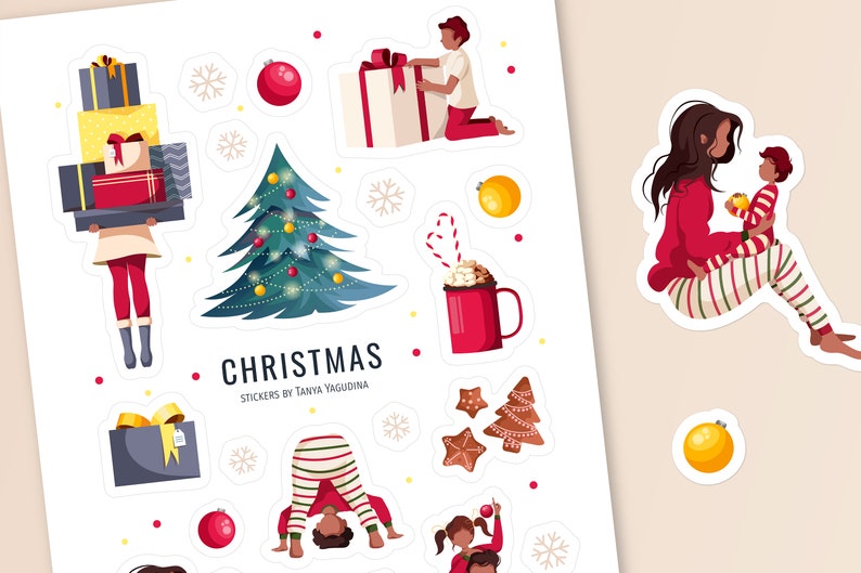 Christmas Sticker Sheet Bullet Journal, Digital Planner. Printable ...