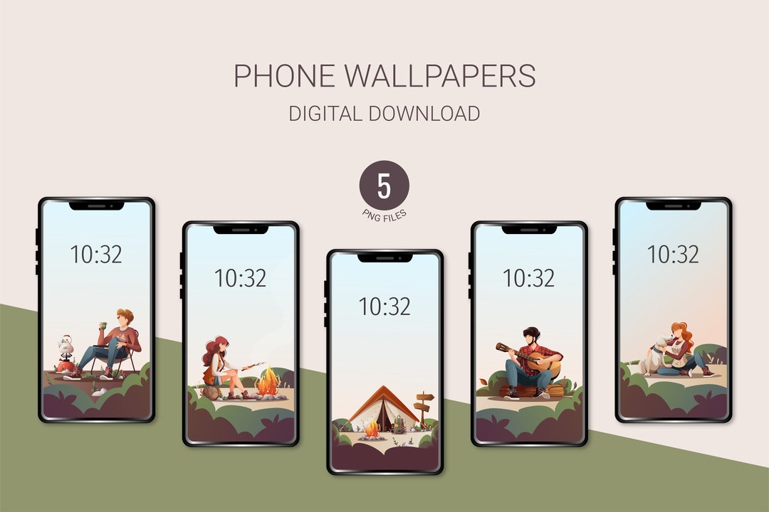 Camper Phone Wallpapers | Set of 5 Phone Backgrounds | Instant Download ...