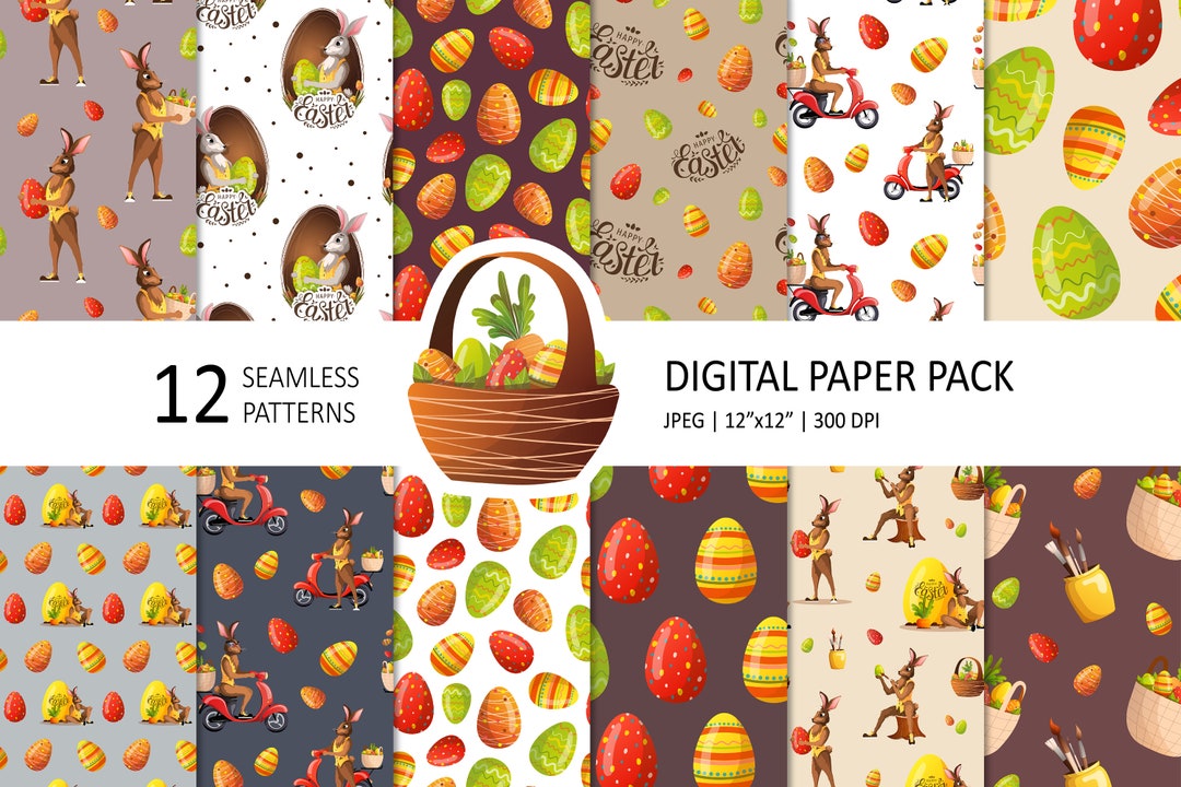 Happy Easter Digital Paper Pack | Holiday Seamless Patterns | Easter ...