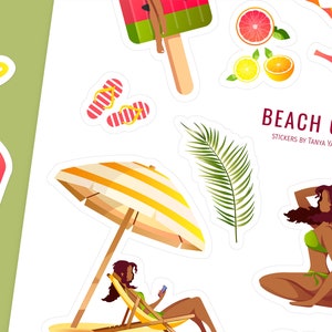 Beach Girl Stickers. Printable Stickers. Summer Stickers. - Etsy