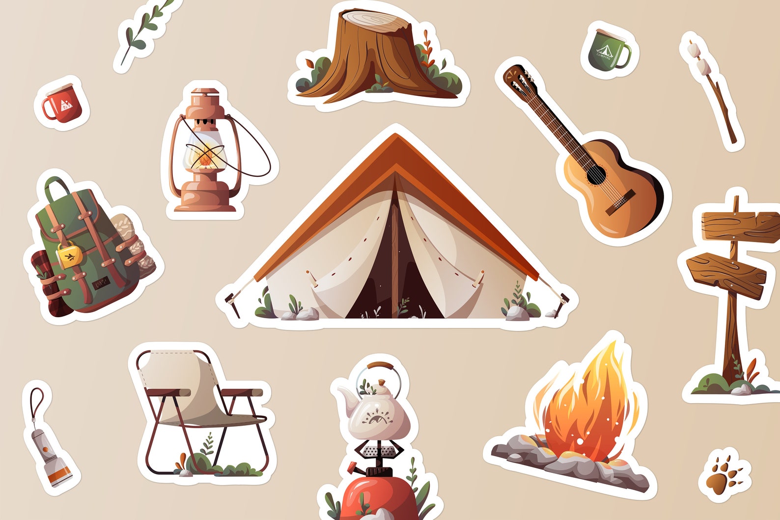 Camping Printable Stickers. Nature Clipart. Camper Digital - Etsy