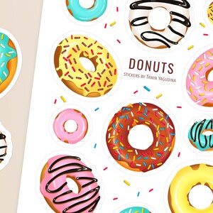 Donuts Sticker Sheet for Bullet Journal, Digital Planner. Donut ...