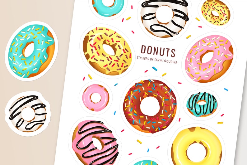 Donuts Sticker Sheet for Bullet Journal, Digital Planner. Donut ...